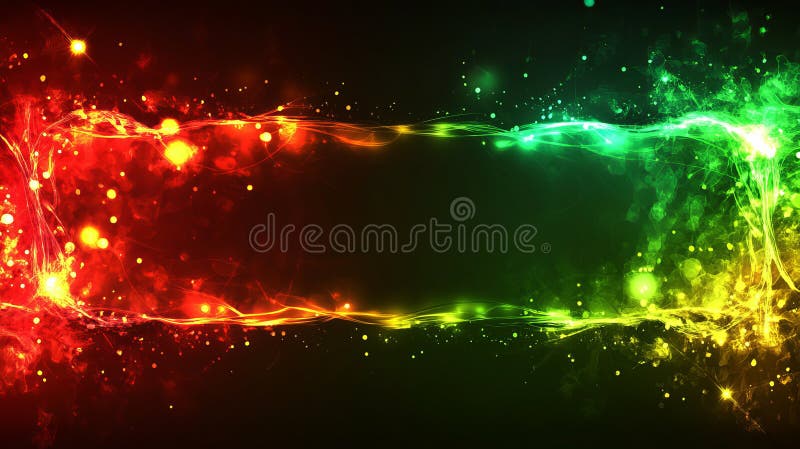 Twinkling Light Border with Red and Green Glow Featuring Abstract Frame ...