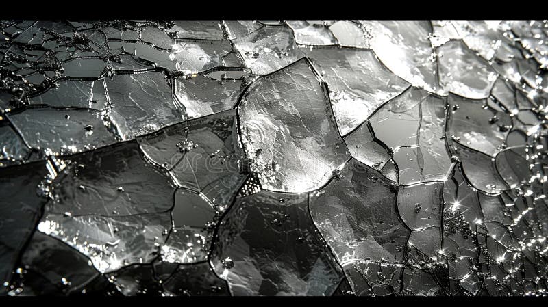Intricate Patterns of Shattered Glass Reflecting Light in a Captivating ...