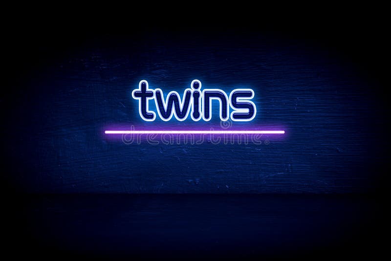 Twins - Blue Neon Announcement Signboard Stock Illustration ...