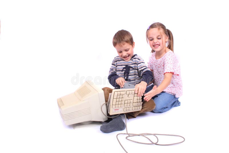 Twins and computer stock photo. Image of brother, healthy - 13380244