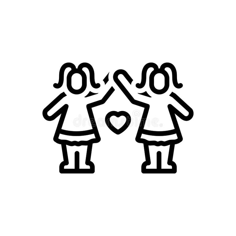 Black Line Icon for Twins, Kids and Realtion Stock Vector ...