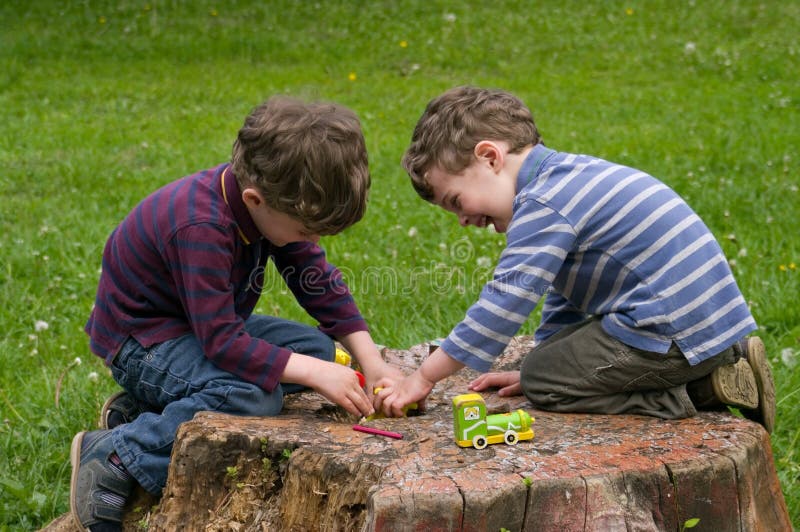 Twins Play with One Another Stock Photo - Image of curly, laughing ...