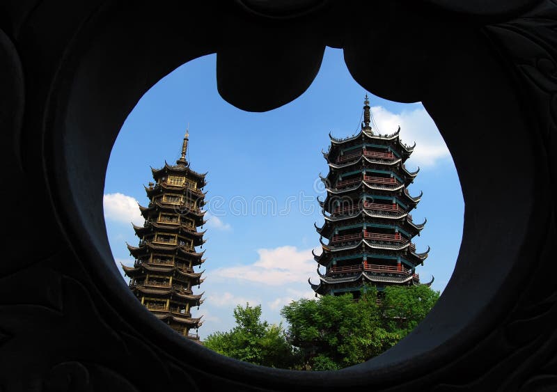 Twins Tower - Gui Lin, China Stock Photo - Image of guang, cloud: 21843222