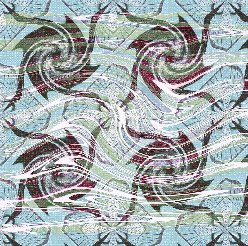 Twirl Flower and Wavy Effect Seamless Pattern Stock Illustration ...