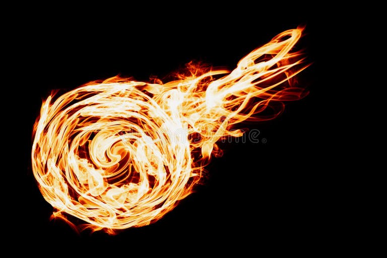 3D Illustration of a Fast Moving Twirling Ball of Fire Stock ...