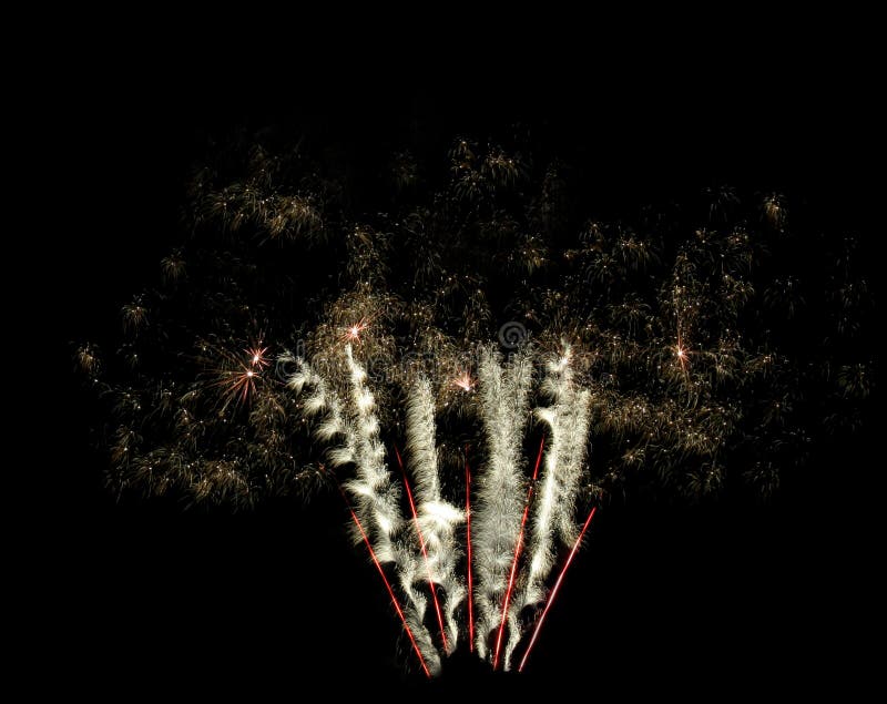 Twirling Fireworks from Ground To Sky Stock Image - Image of raising ...