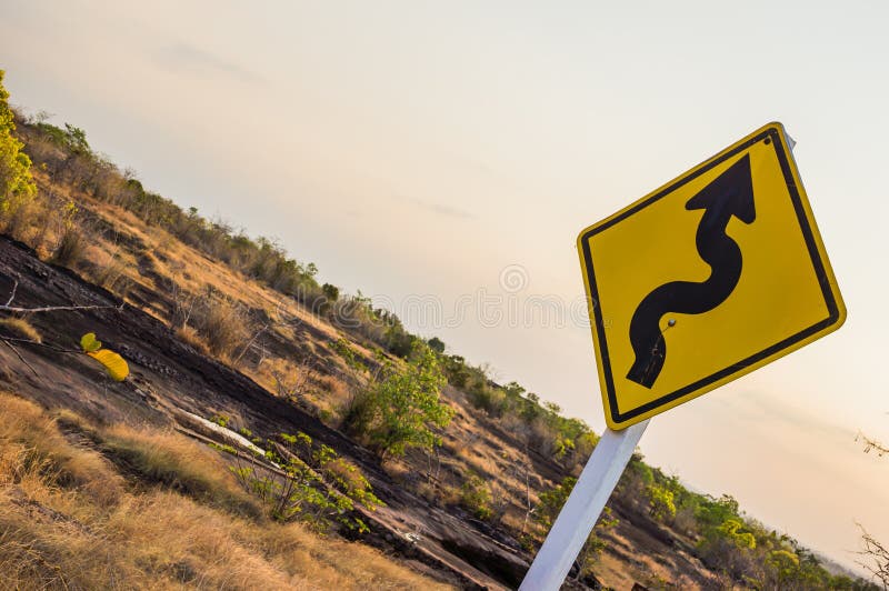 Twist Sign Post beside the Road Stock Image - Image of symbol ...