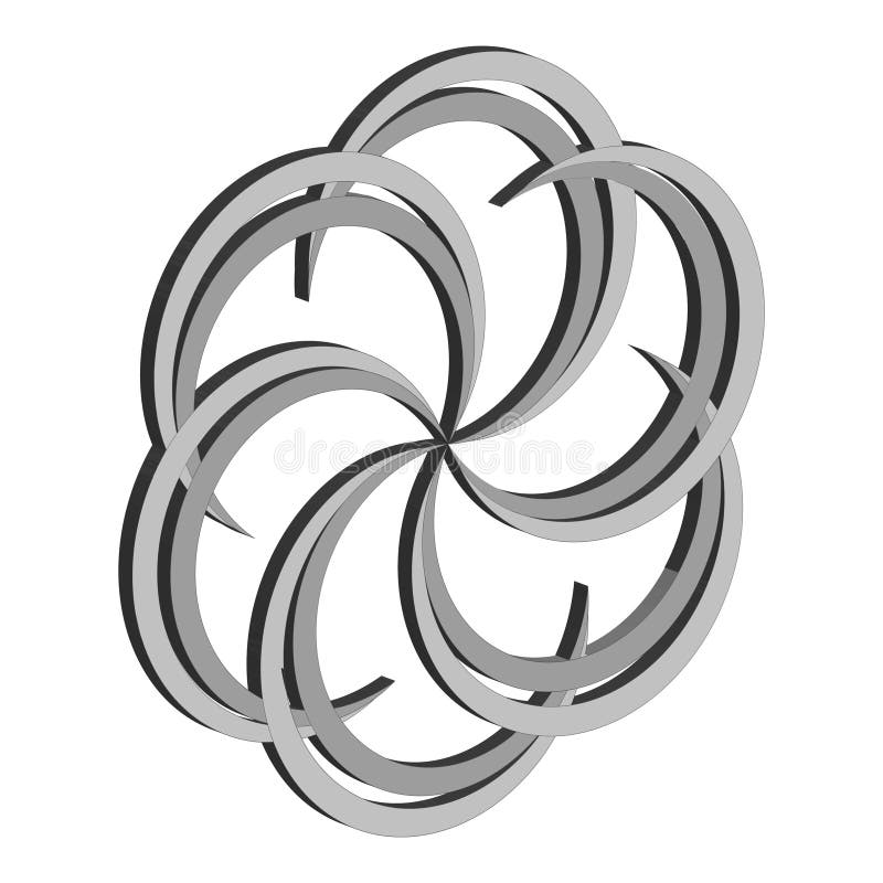 Twisted Abstract Shape. Geometric Swirl Element. Monochrome Spiral ...