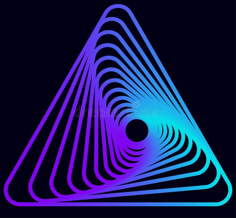 Twisted Abstract Wireframe Tunnel. Wireframe Triangular Shape. Blue and ...