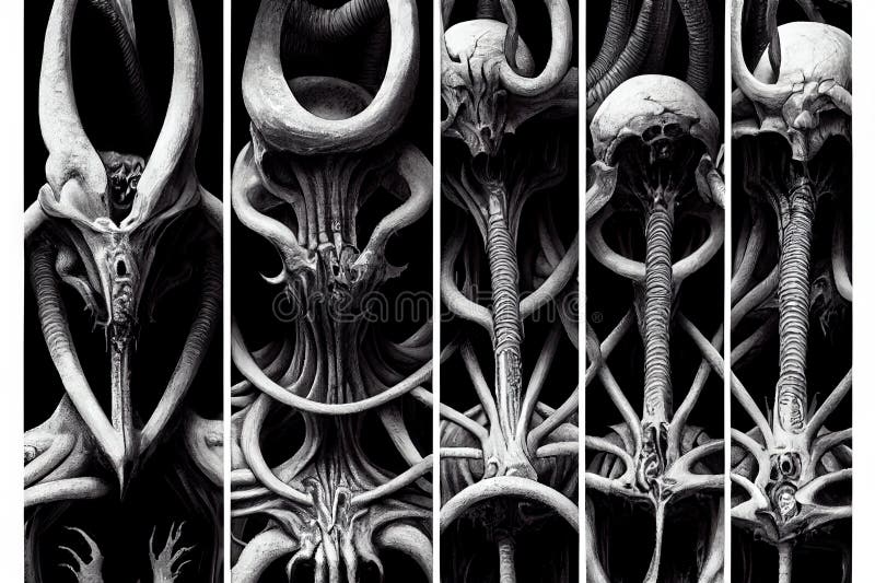 Twisted alien bones stock illustration. Illustration of generative ...