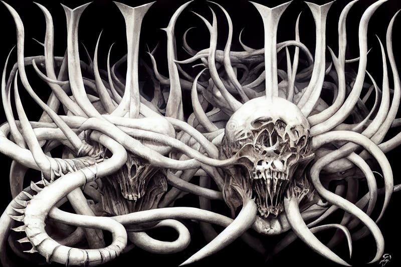 Twisted alien bones stock illustration. Illustration of design - 276087943