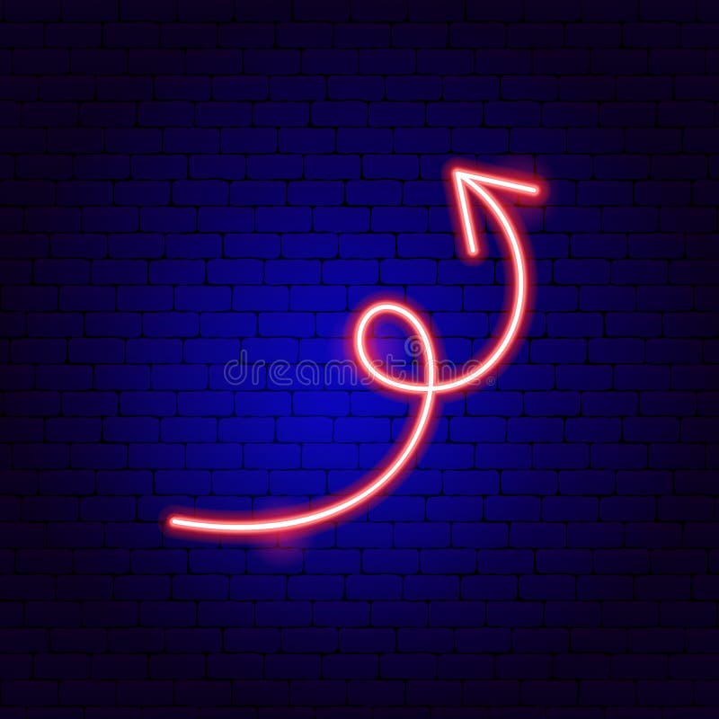 Twisted Arrow Neon Sign stock vector. Illustration of button - 169088170