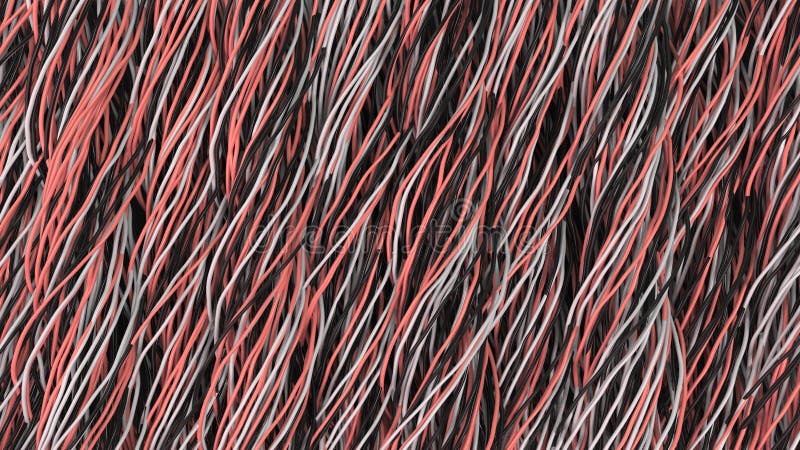 Twisted Black, White and Red Cables and Wires on Black Surface Stock ...