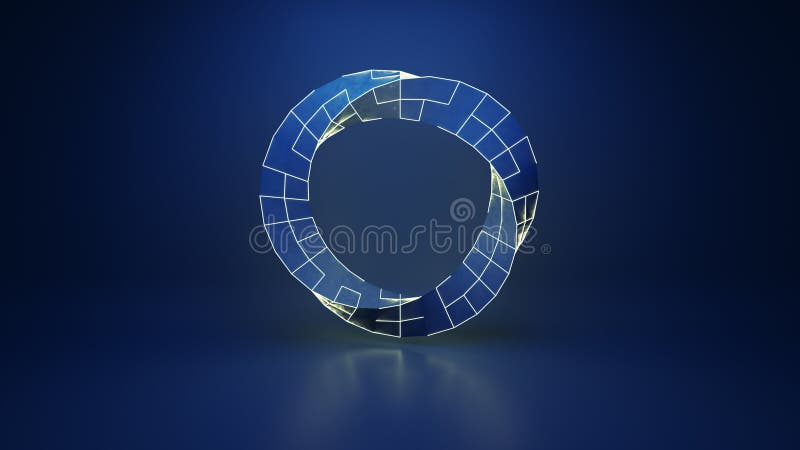 Twisted Blue Ring Sci-fi Shape 3D Rendering Stock Illustration ...