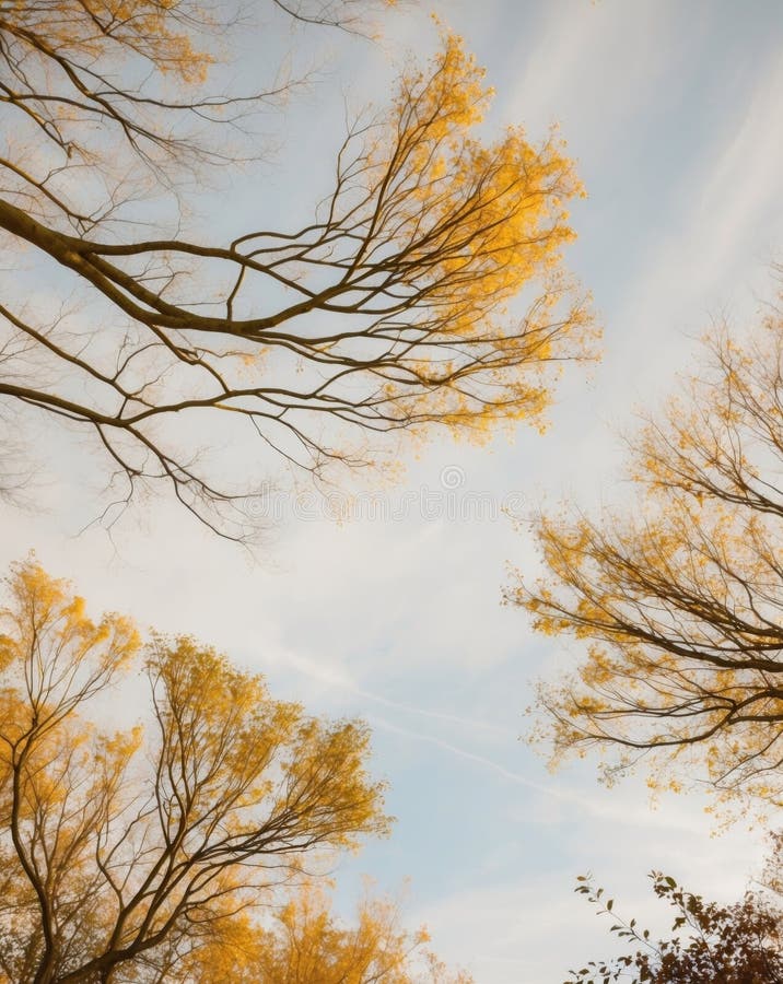 Twisted Branches of the Yellow Tree Crowns in Fall. Stock Image - Image ...