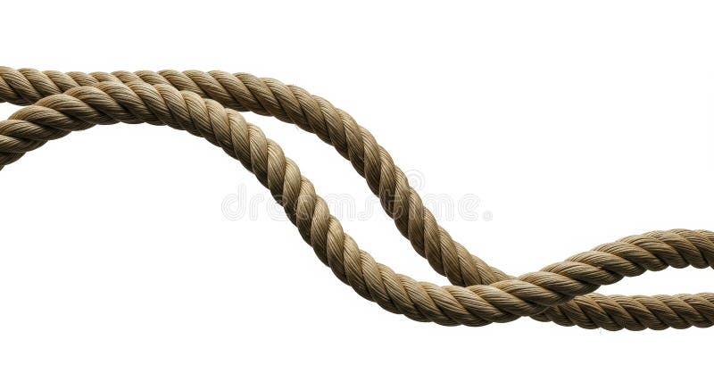 Twisted Brown Rope Isolated on White Background Waving Stock ...