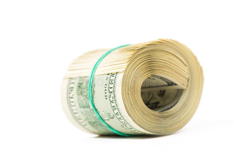 Twisted Bundle 100 Dollar Bills Isolated on White Stock Image - Image ...