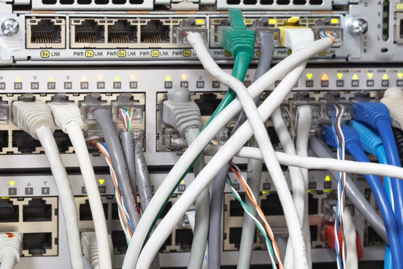 Twisted into a Bundle of Wire and Patch Cords. Stock Image - Image of ...