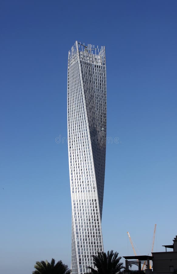 Twisted Cayan Tower in Dubai Marina Stock Image - Image of hotel ...
