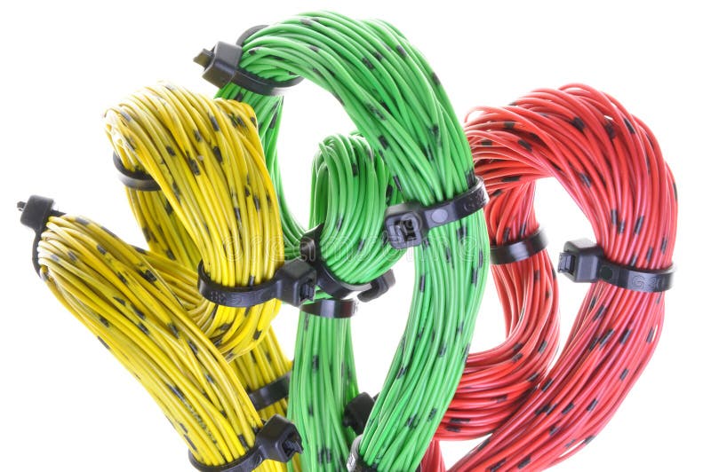 Twisted Colorful Computer Cables with Cable Ties Stock Image - Image of ...