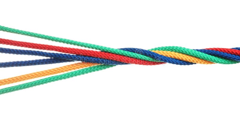 Twisted Colorful Ropes Isolated. Unity Concept Stock Image - Image of ...