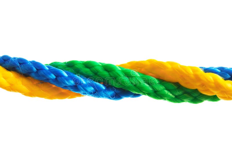 Twisted Colorful Ropes on White. Unity Concept Stock Photo - Image of ...