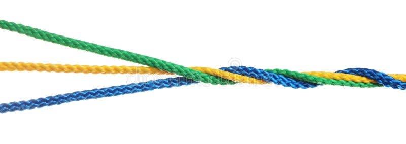 Twisted Colorful Ropes on White. Unity Concept Stock Photo - Image of ...