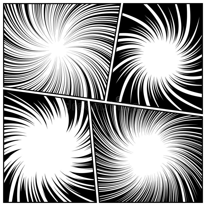 Twisted Comic Book Radial Rays, Lines. Comics Background with Motion ...