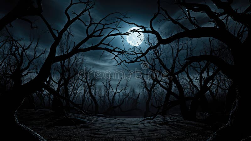 Twisted Creepy Trees Silhouette Stock Illustration - Illustration of ...
