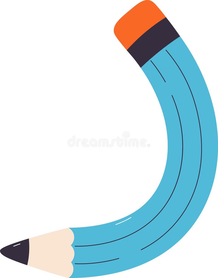 Twisted Curved Pencil stock vector. Illustration of flat - 353087279