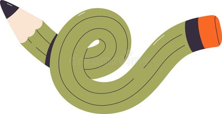 Twisted Curved Pencil stock vector. Illustration of doodle - 353087434