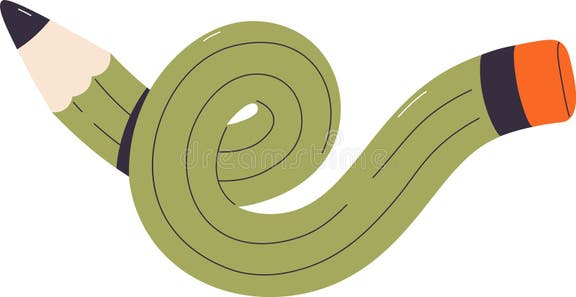 Twisted Curved Pencil stock vector. Illustration of doodle - 353087434