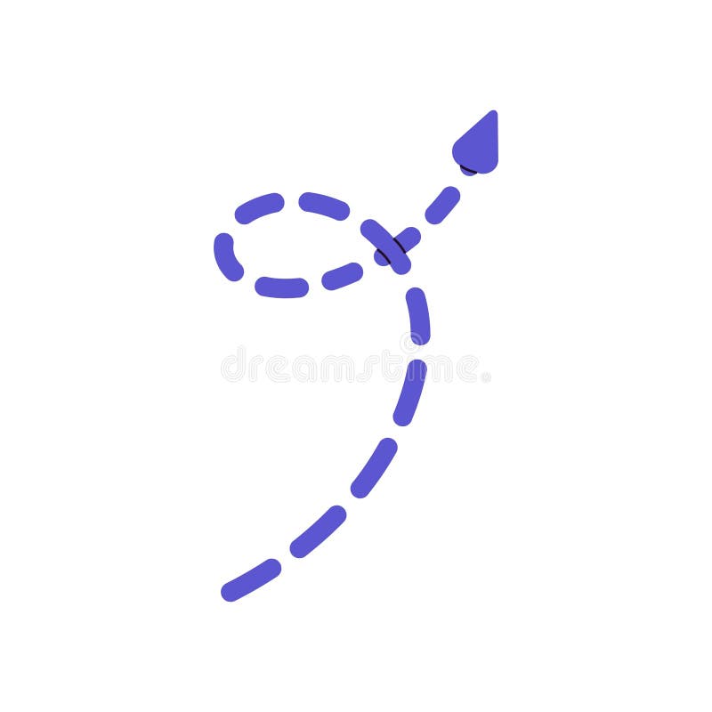 Twisted Dashed Line With Cursor To Showing Direction Bold Arrow With Loop Pointer Symbol Stock