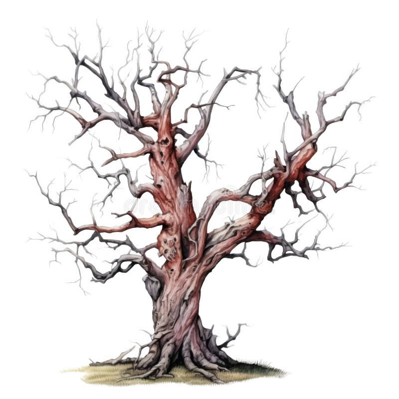 A Twisted, Dead Tree with Twisted Branches and Bark Stock Photo ...