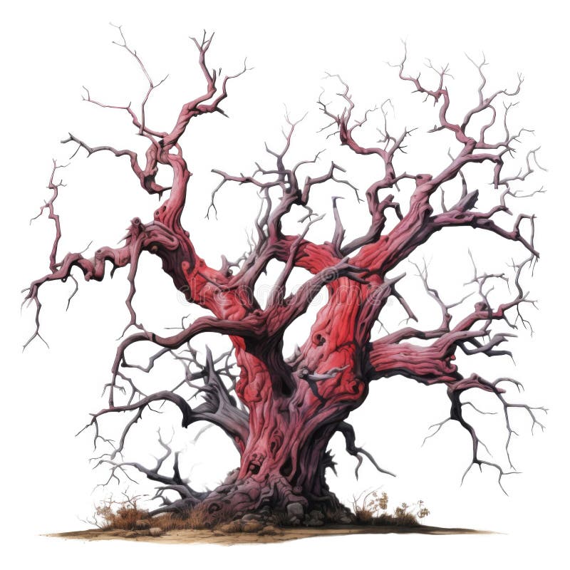 Twisted, Dead Tree with Red Bark Stock Image - Illustration of wood ...