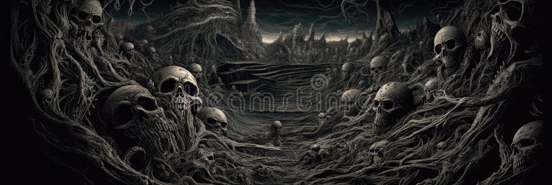 A Twisted and Distorted Realm of Nightmares Panoramic Background ...