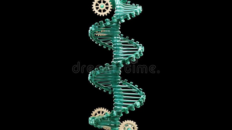 Twisted Emerald Dna Spiral on Black Background in Digital Render ...