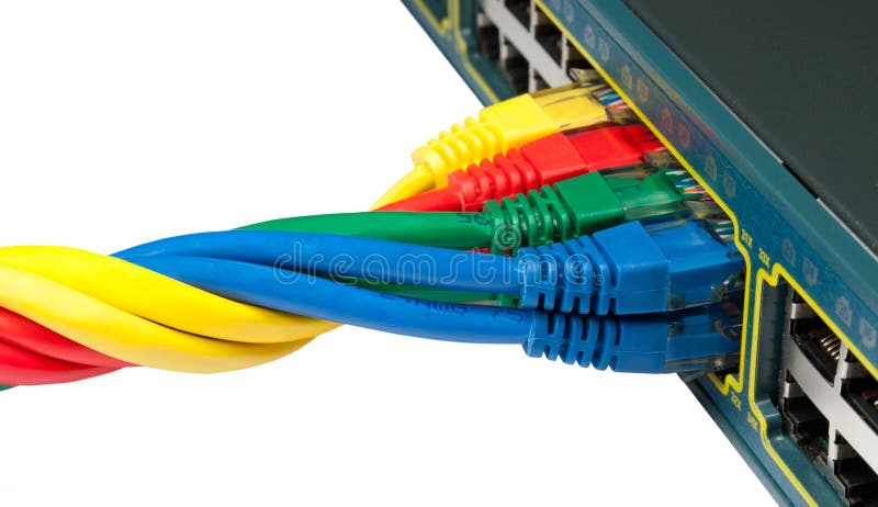 Twisted Ethernet Cables Connected To Switch Stock Photo - Image of ...