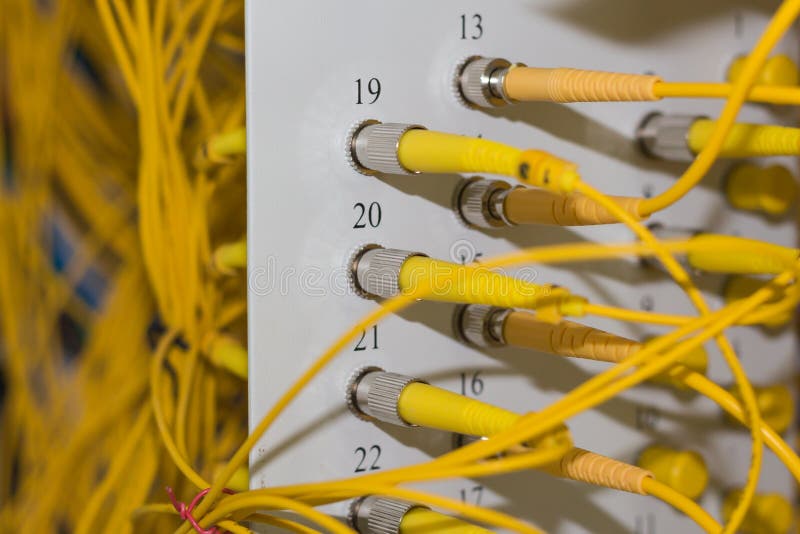 Fiber optic loops cables. stock photo. Image of glass - 65185788