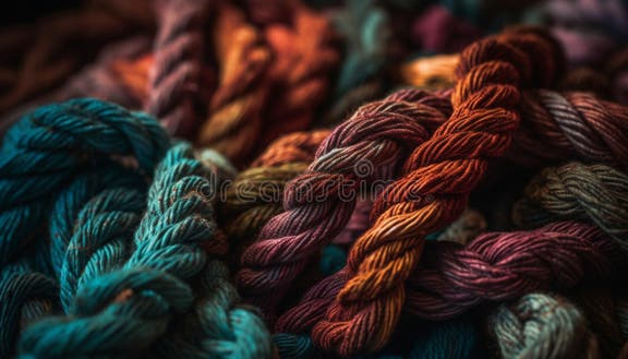 Twisted Fiber Spool Tied Up with Multi Colored Thread for Sewing ...