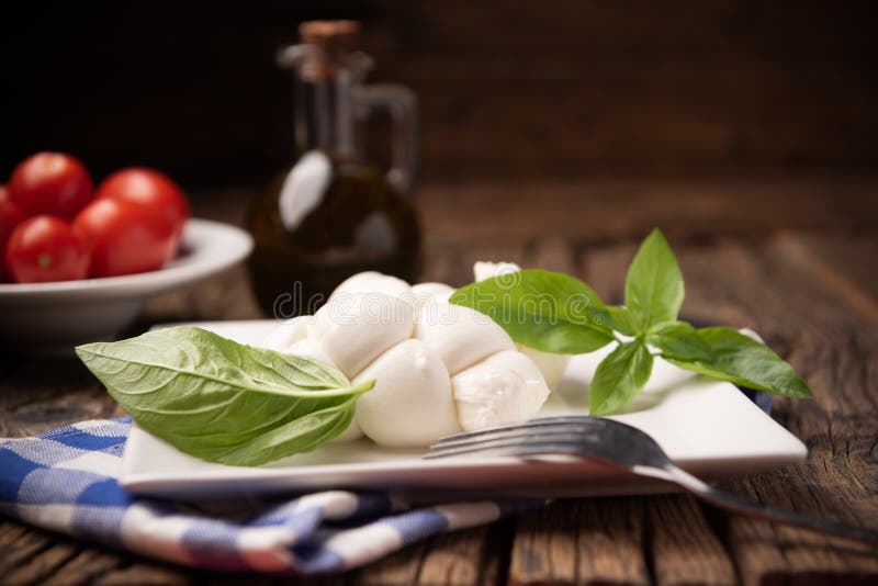 Twisted Fresh Italian Mozzarella Treccia. Italian Soft Cheese Stock ...