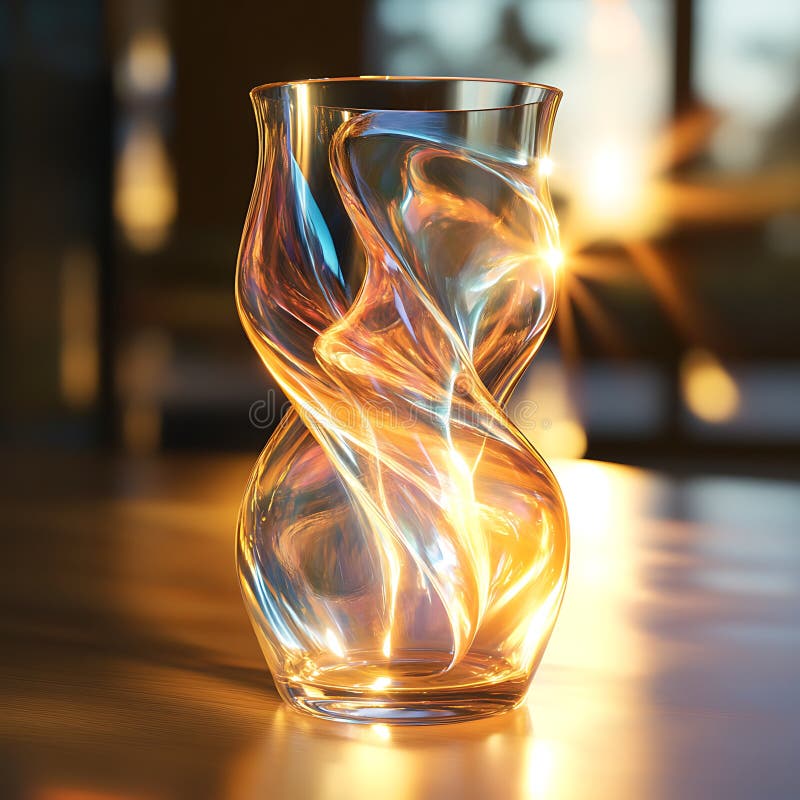 Twisted Glass Vase Reflecting Sunlight Stock Illustration ...