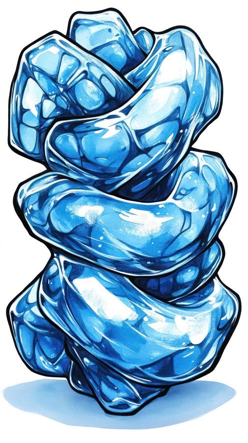 A Twisted, Glossy Blue Sculpture Resembling Crumpled Glass Stock ...