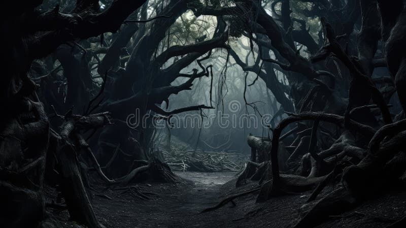 Twisted haunted trees stock illustration. Illustration of generated ...