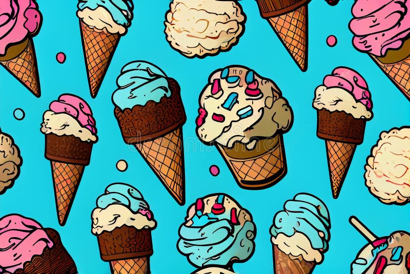 Twisted Ice Cream Cone. Stylized Retro Pattern Stock Illustration ...