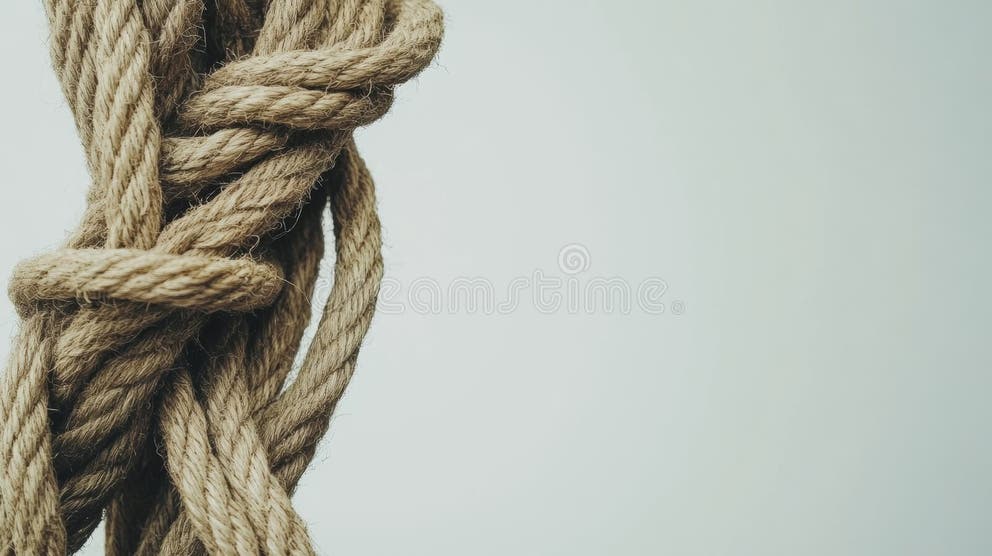 Twisted Jute Rope Creating Intricate Loop Patterns on a Simple White ...