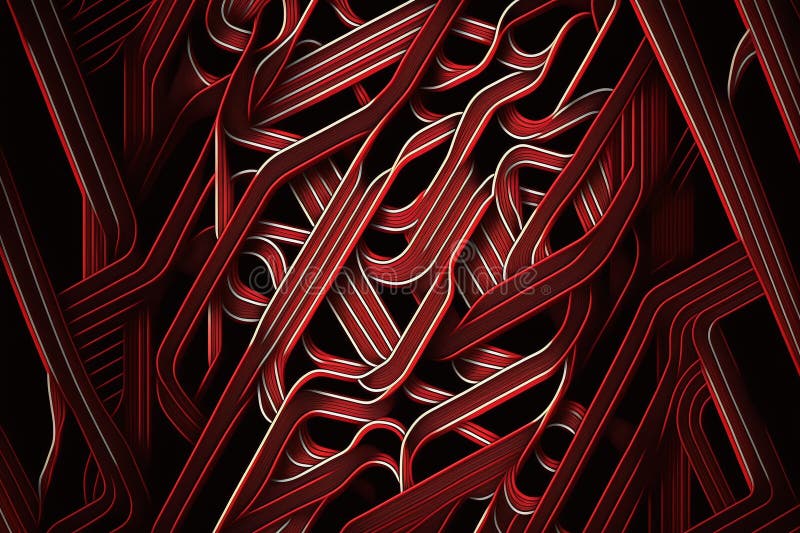 Twisted Lines Red Curve Stripes Pattern on Black Stock Image - Image of ...