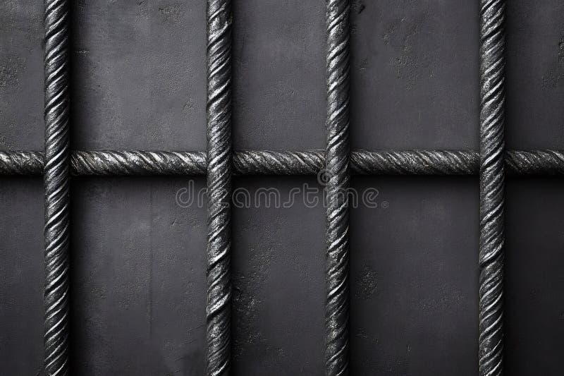 Close-up of Intertwined Metal Bars Forming Grid on Dark Background ...