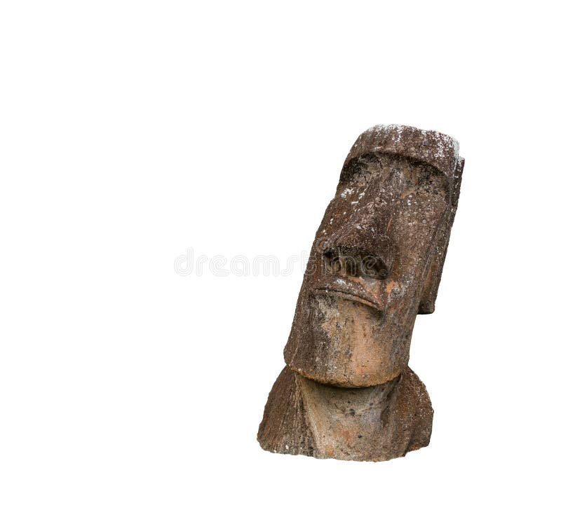 Moai Statue Twisted Looking Left Isolated Over White Background Stock ...