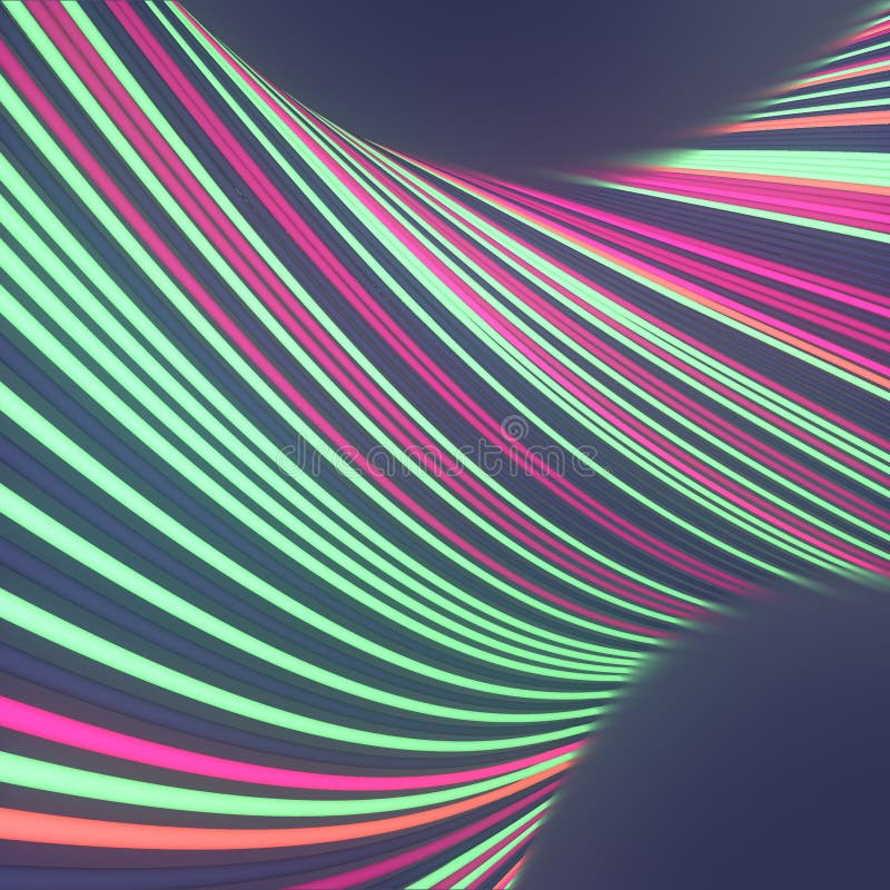 Twisted Multi Colored Wavy Wires. Modern 3d Rendering Digital ...